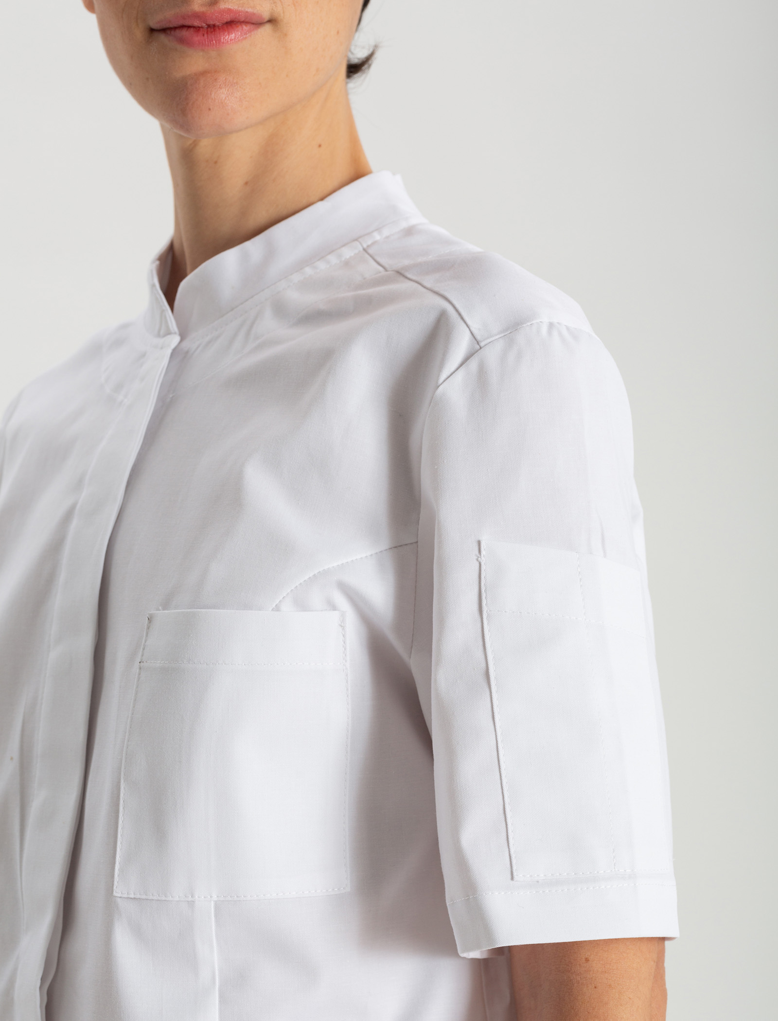 Camicia da chef bianca a maniche corte - Qooqer