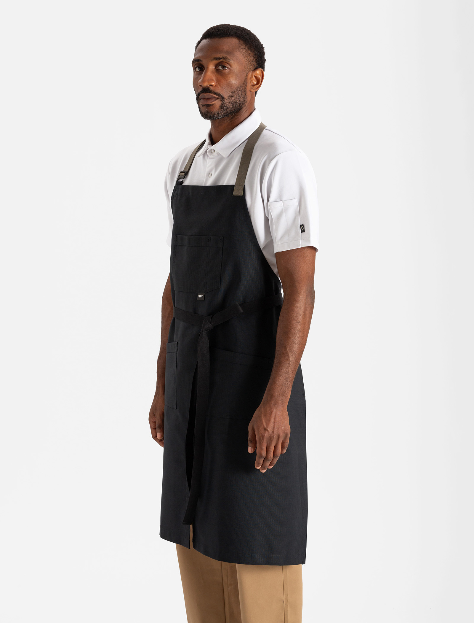 Black chef apron with buckle - Qooqer