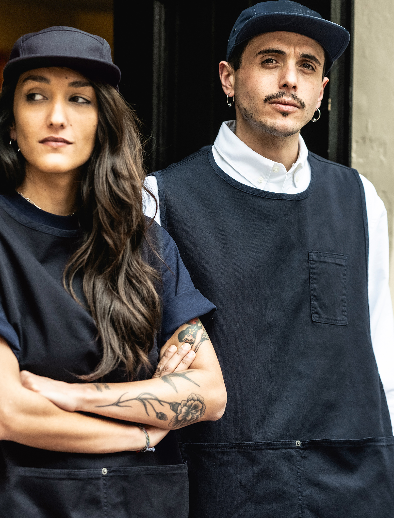 Blue Navy Barista Apron Qooqer