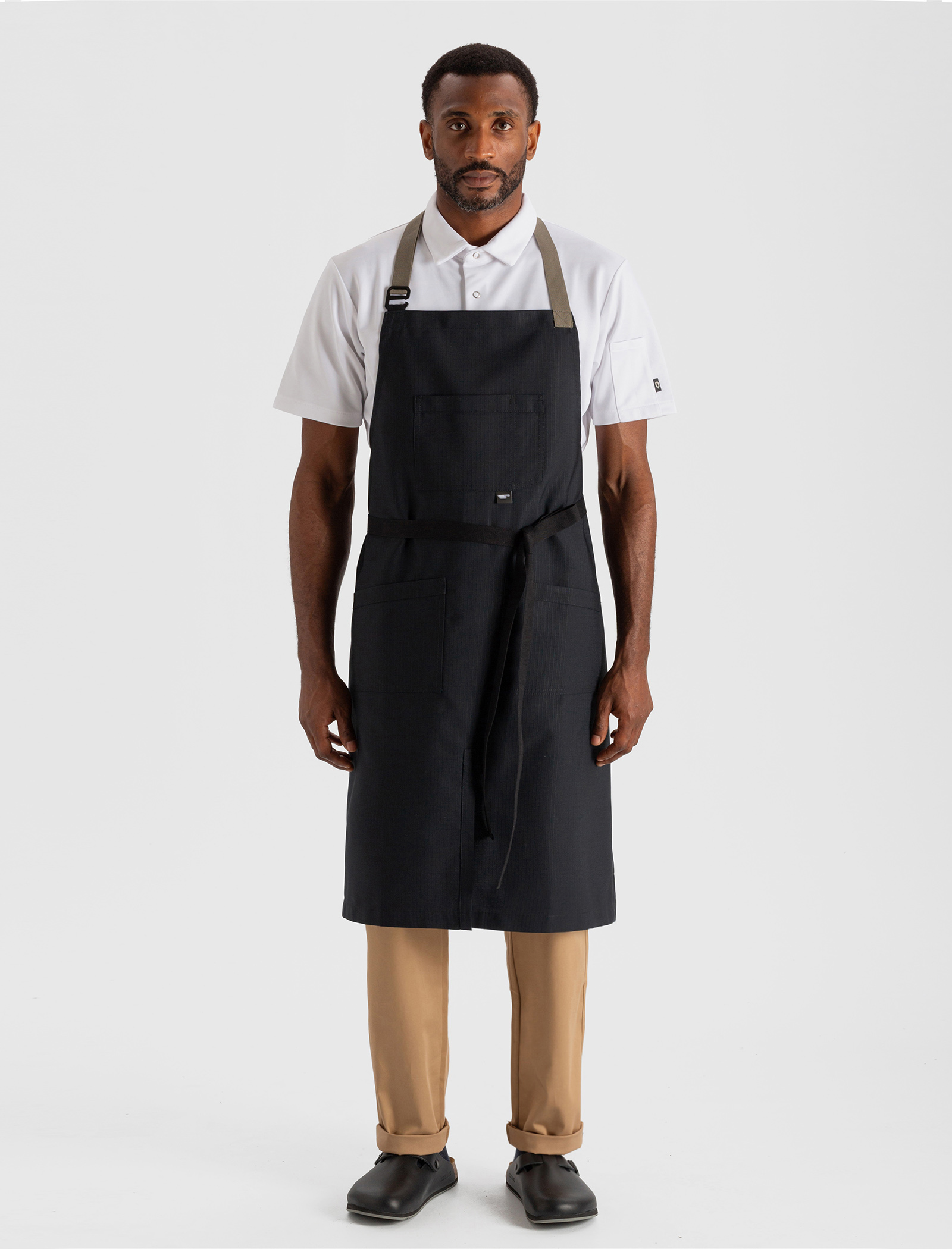 Black chef apron with buckle - Qooqer