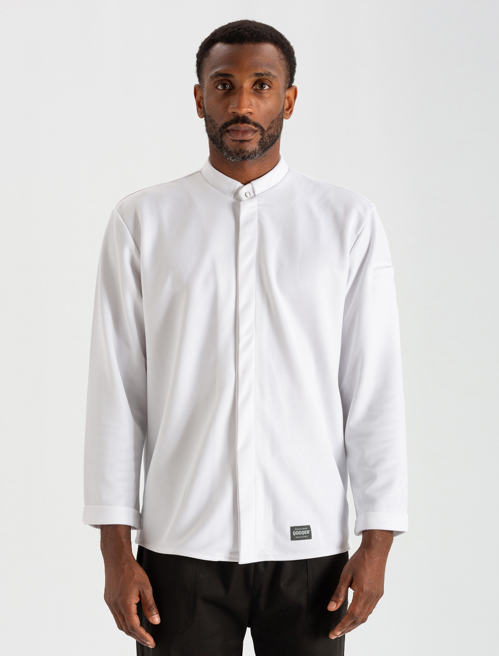 Long sleeve chef shirt in knitted fabric. - Qooqer