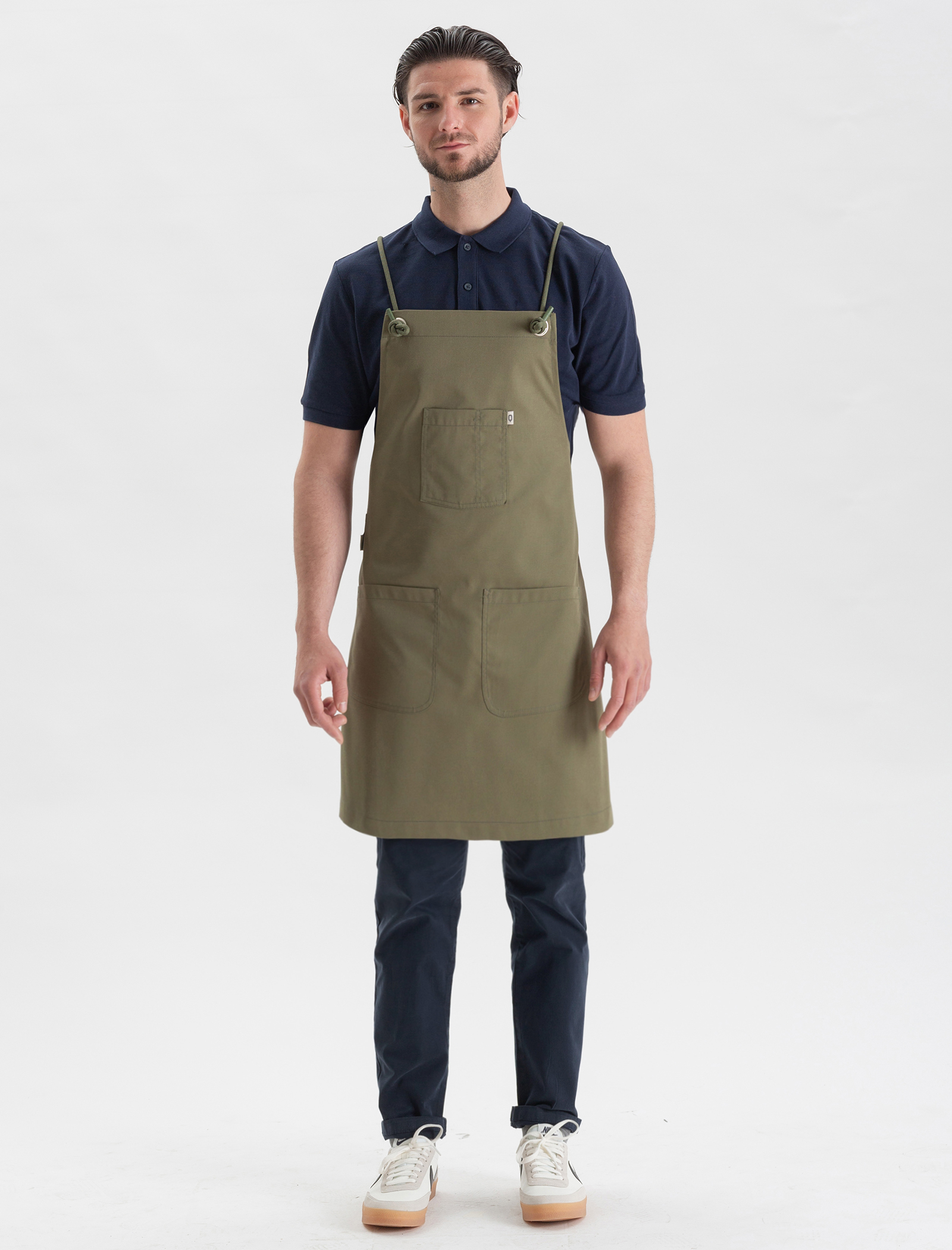 Green Cross Back Apron with laces - Qooqer