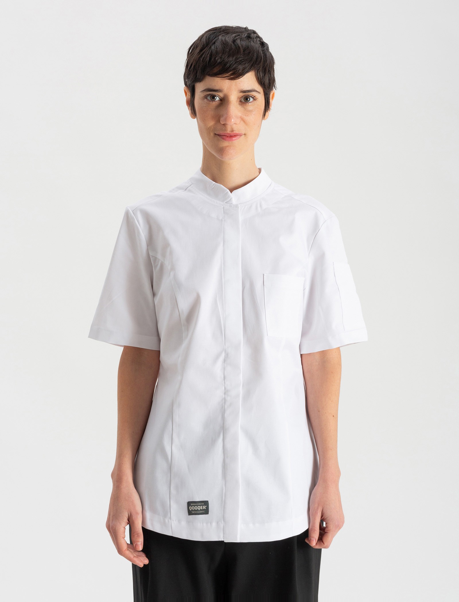 White short-sleeve women’s chef shirt - Qooqer