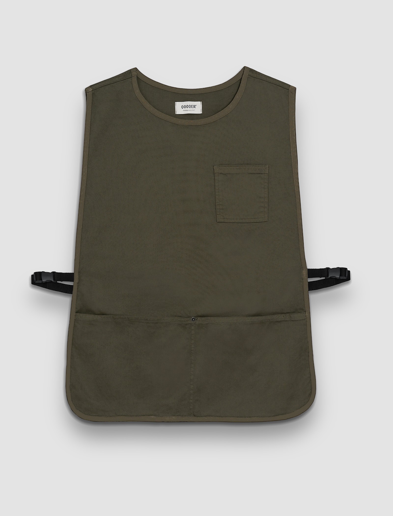 Army green barista apron. - Qooqer